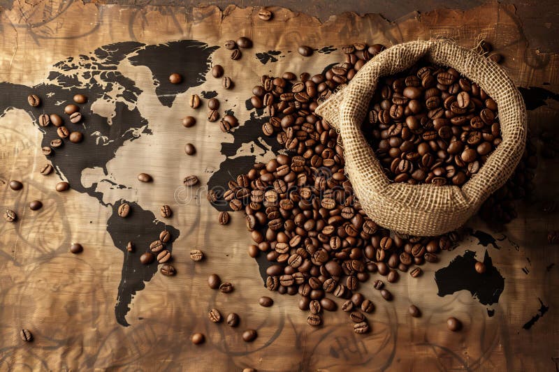 Explore Global Coffee Culture. World Map Depicting Diverse Coffee Bean ...