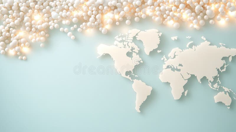 World Map with Floating Balloons, Symbol of Global Connection, Travel ...