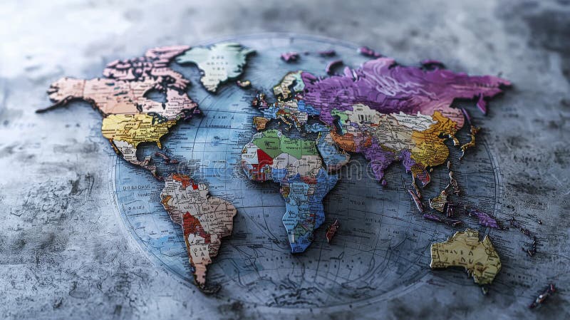 Global Map Illustrating Peaceful Potential World Graphic Representation ...