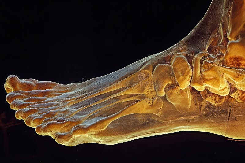 Explore Golden Human Foot, Expose Internal Bone Structure with ...