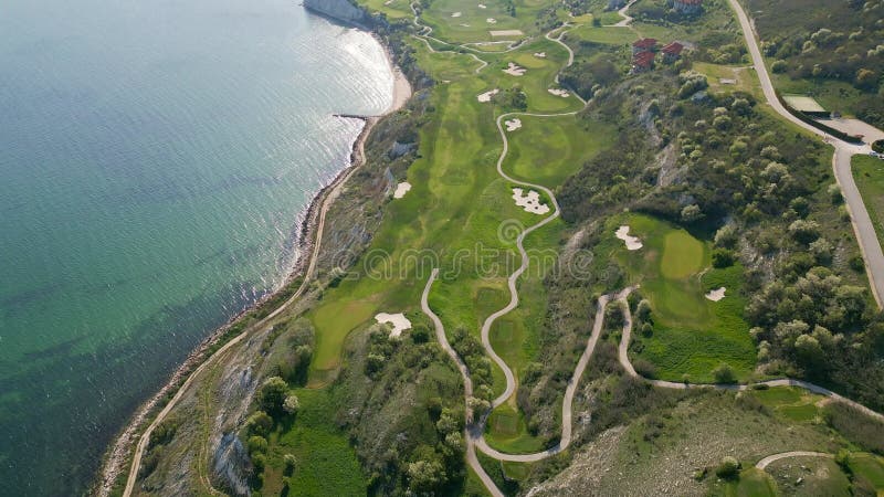Aerial View of Golf Course by the Ocean Stock Video - Video of ocean ...