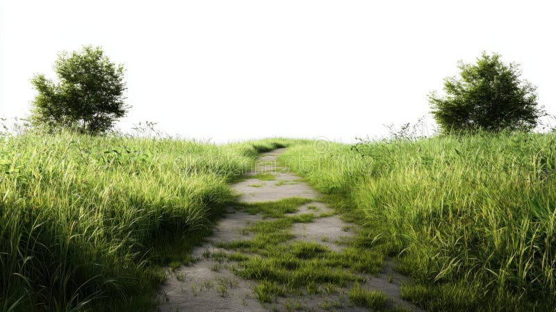 Explore Green Path Leads through Grassy Field with Serene Nature ...