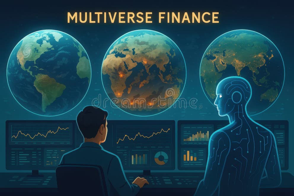 Conceptual Illustration Depicting Multiverse Finance with Global Data ...