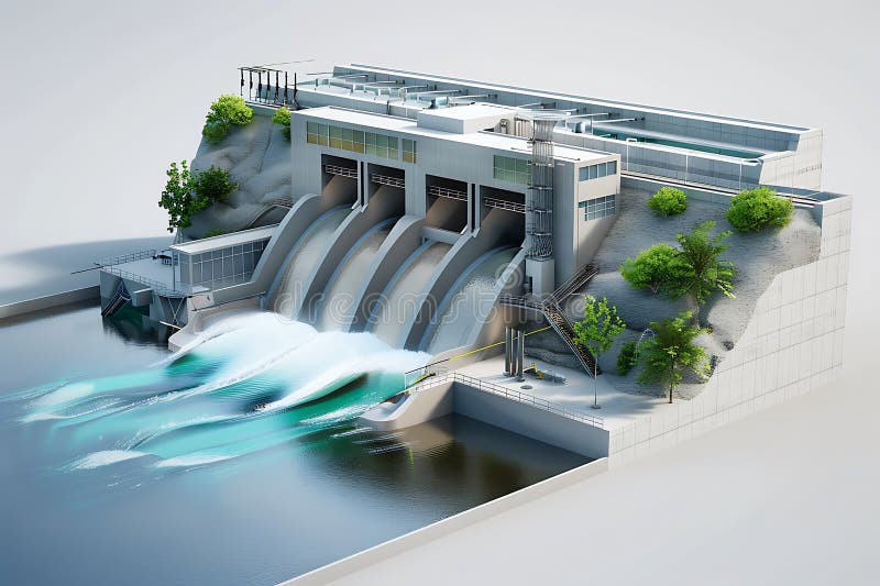 Innovative Concept for Hydro Power Dam Design Stock Illustration ...