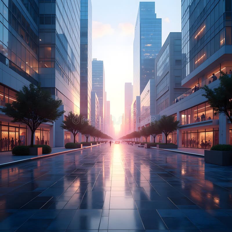 Metropolitan Elegance Modern Cityscape in Soft Light Stock Illustration ...