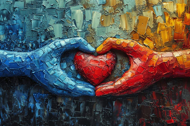 Love S Embrace: Hands and Heart Together Stock Illustration ...