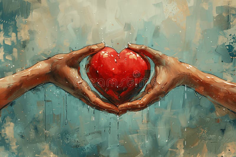 Heartfelt Gesture: Hands Share Love Stock Illustration - Illustration ...