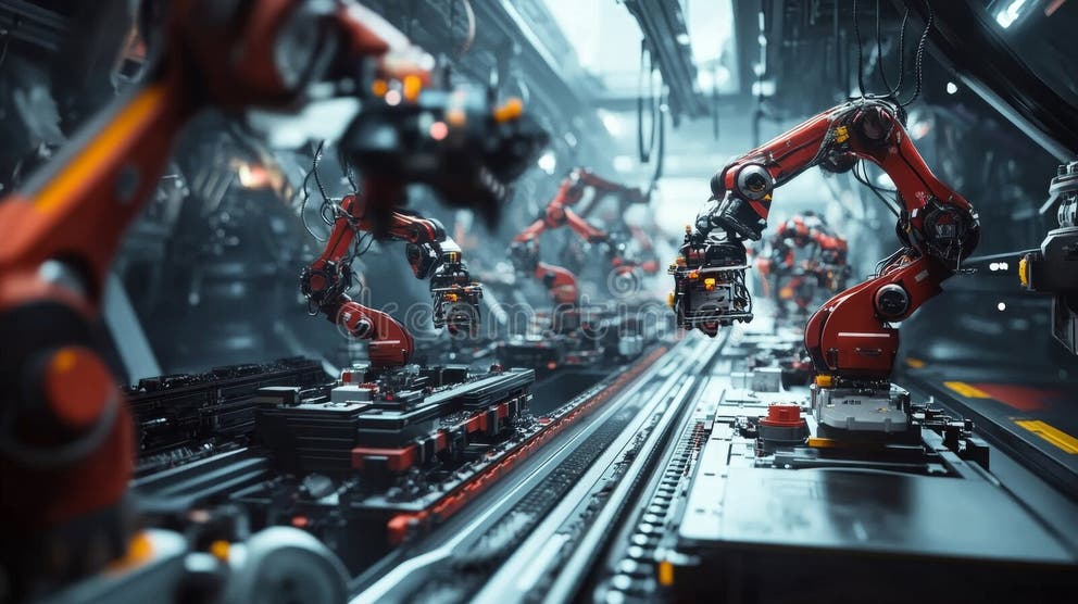 Automated Manufacturing Line with Advanced Robotic Technology Stock ...