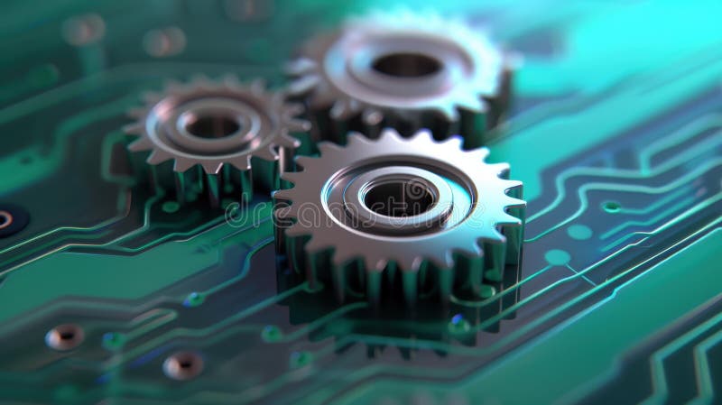 Explore Hightech Engineering with Digital Gear Wheels on Circuit Boards ...
