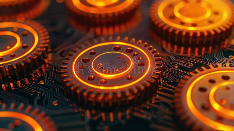 Explore Hightech Engineering with Digital Gear Wheels on Circuit Boards ...