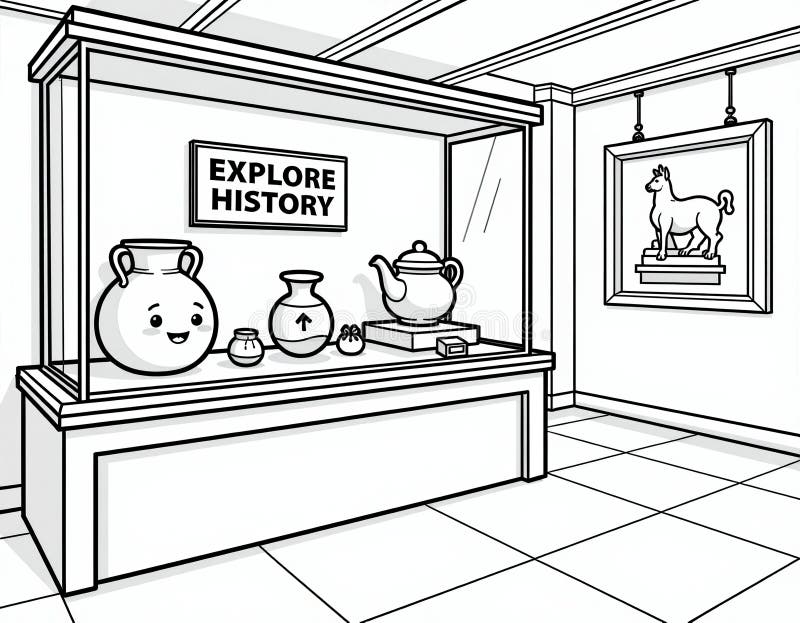 Explore History Cute Cartoon Museum Illustration Stock Illustration ...