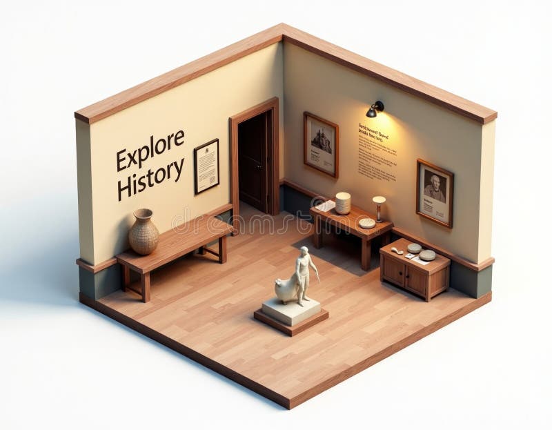 Explore History Isometric Museum Diorama Stock Illustration ...