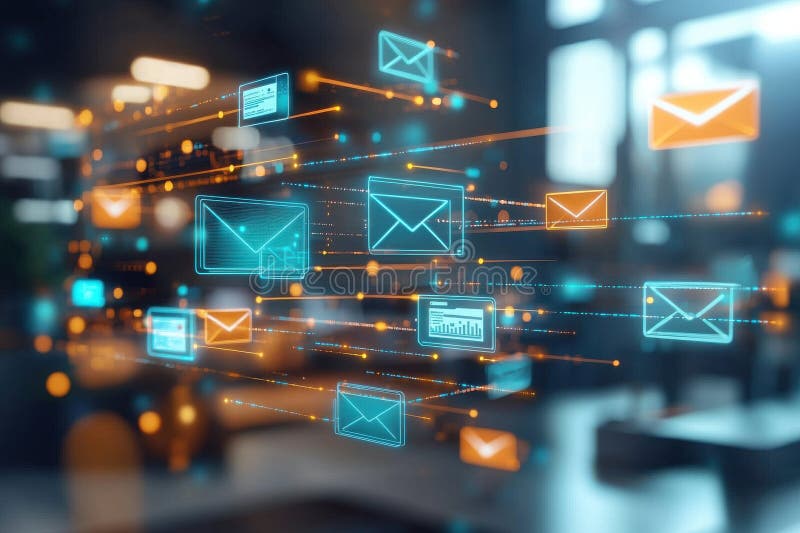 Digital Communication Revolution Modern Office Infographic Design ...