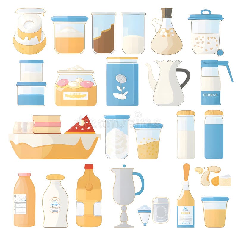 Dairy and Creamery Processing Infographic Set Flat Vector Illustration ...