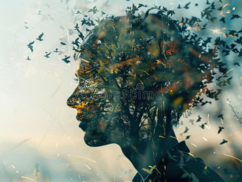 Explore the Inner Mind with Nature Scape and Birds Flying, a Conceptual ...