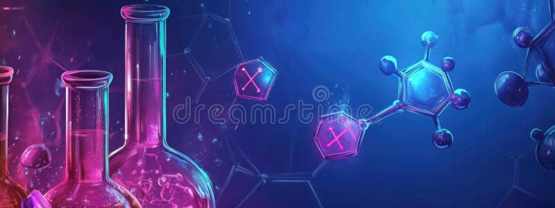Explore Innovative Chemistry with Glowing Elements and Molecular Structures. Generative AI Stock ...