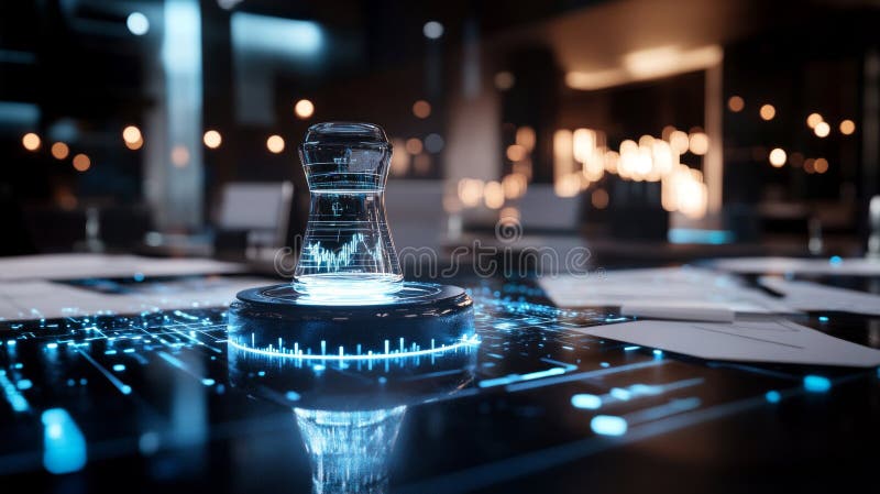 A Stunning Futuristic Chess Piece Stands Prominently on a Glowing ...