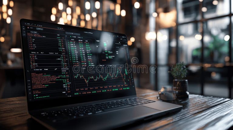 Explore the Intersection of Investment and Technology with a Laptop on ...