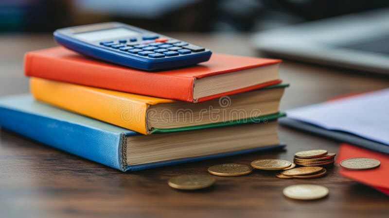 Focus on Education and Finance with a Picture of Colorful Books and a ...