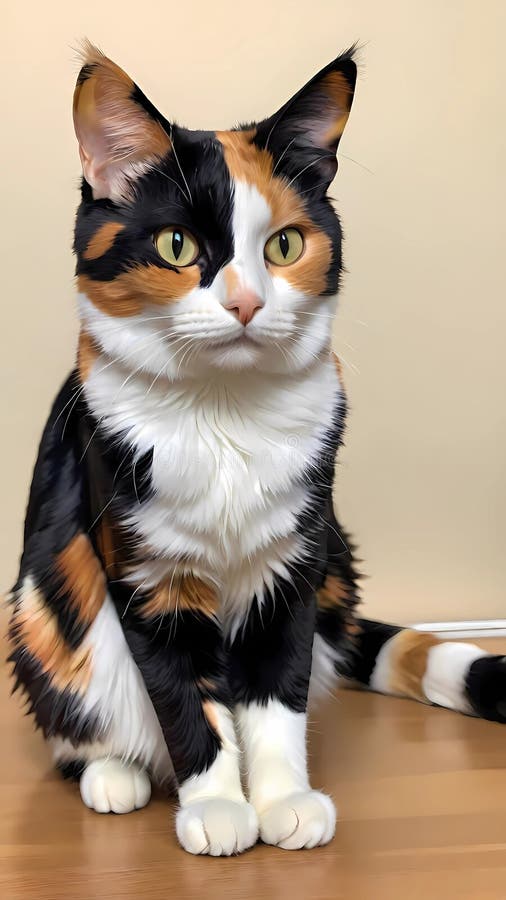 Close Up of Calico a Three Colors Cat AI Generated Stock Illustration ...