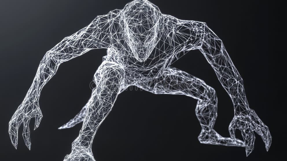 Geometric Wireframe Fantasy a Low Poly Creature with Machine Learning ...