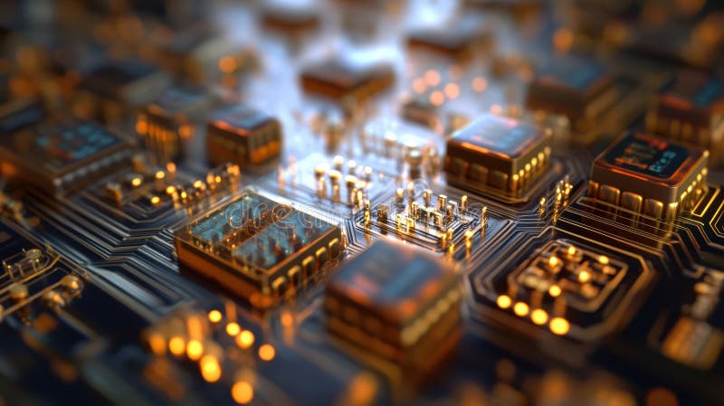 Detailed Close-Up of Microfluidic Lab-on-a-Chip Technology Circuit Stock Illustration ...