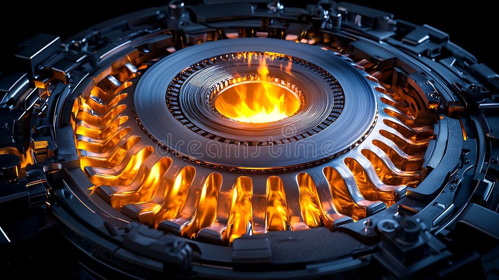 Cross Section View of Ceramic Engine Part with Glow Stock Illustration ...