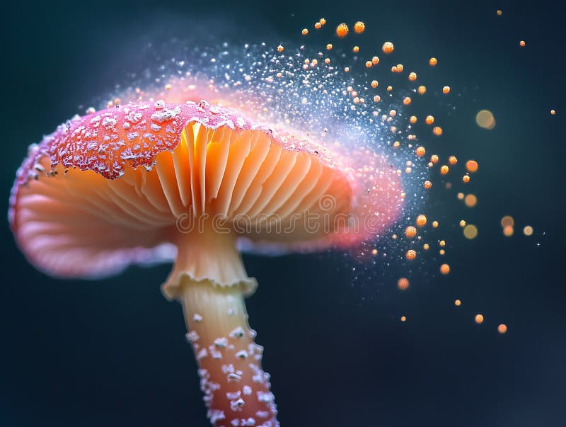 Explore the Intricate Details of a Mushroom Spore Releasing a Cloud of ...