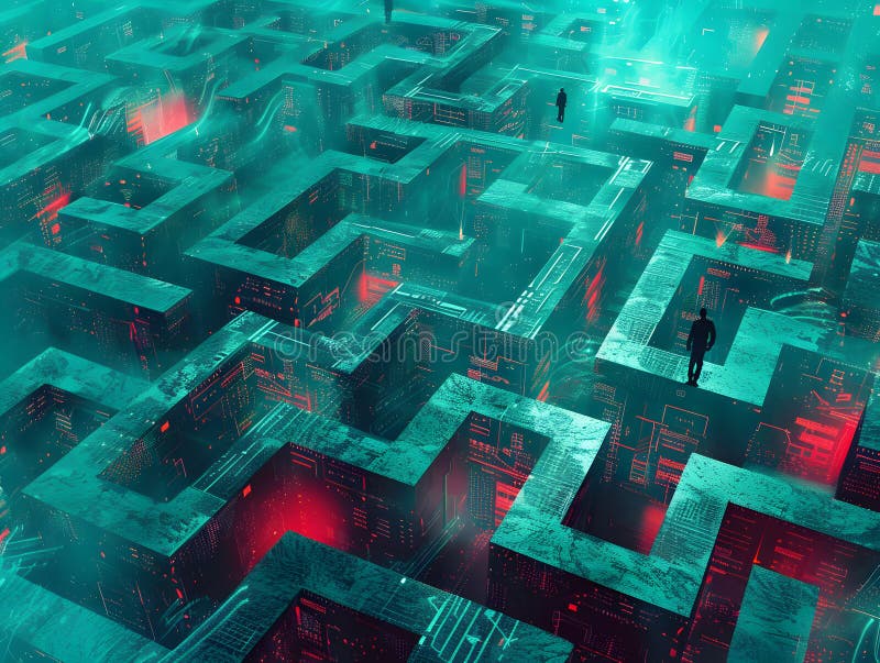 Digital Labyrinth: Abstract Background with Intricate Geometric Patterns and Hidden Pathways ...