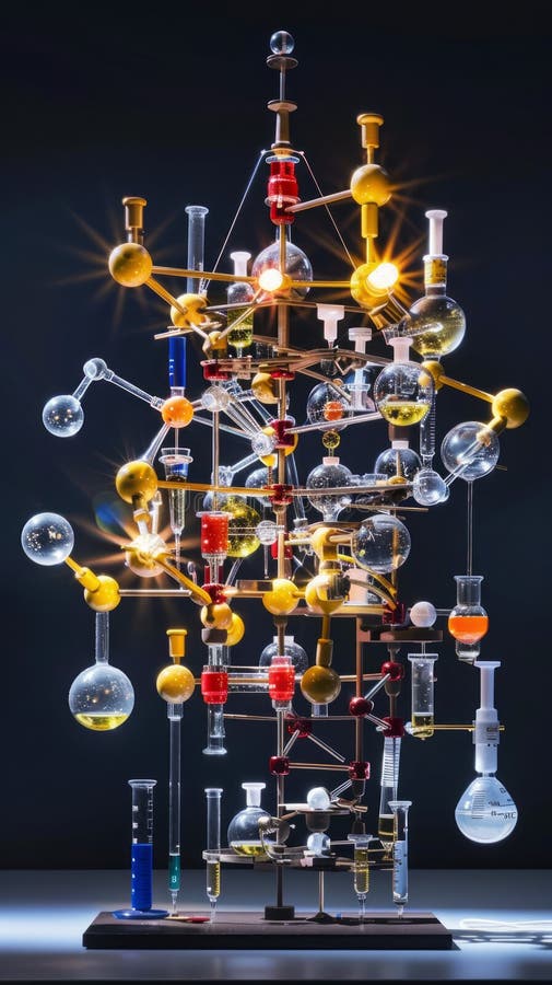 Explore the Intricate Laboratory Glassware Setup Demonstrating Chemical ...