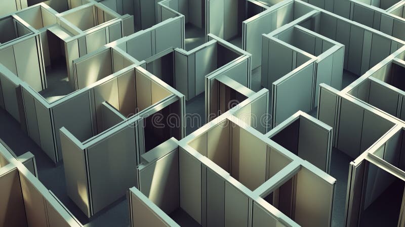 Explore the Intricate Maze of Office Cubicles Symbolizing Confusion and ...