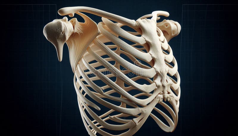 Detailed Human Rib Cage and Shoulder Structure Stock Illustration ...