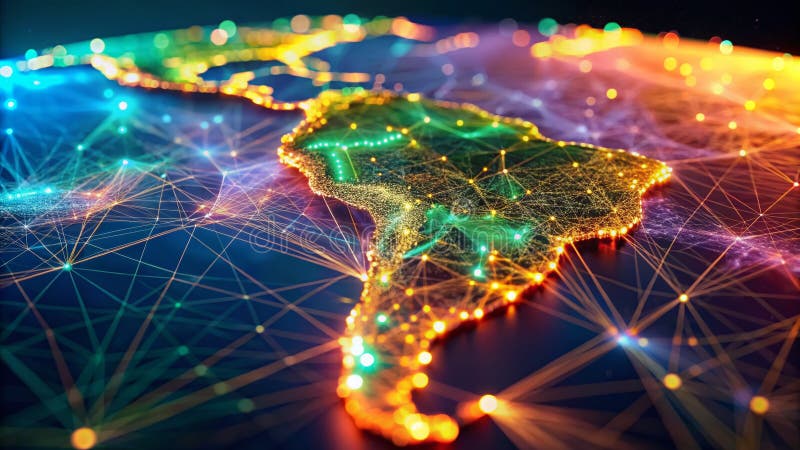 South Americas Interconnected Network a Glowing TiltShift Abstract Map ...