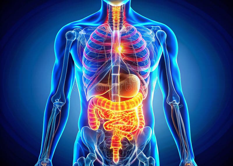 Detailed 3D Anatomy of the Human Digestive System a Long Exposure ...