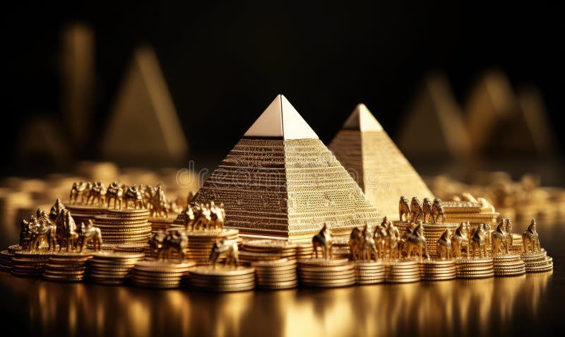 Explore the Intricately Crafted Miniature Egypt Pyramid with Gold Coins ...