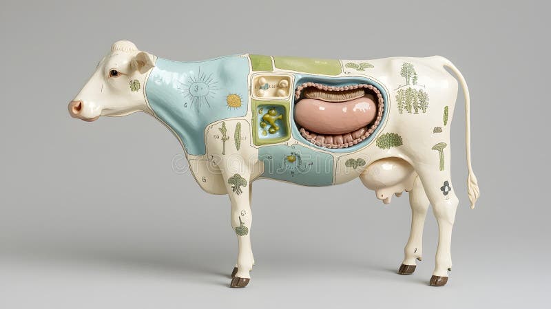 Comparison of Human and Cow Digestive Systems Stock Illustration ...