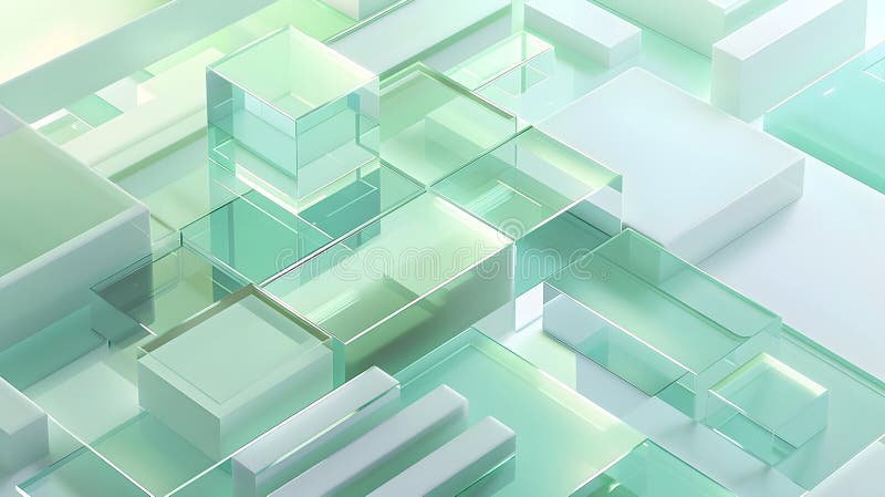 Isometric Geometry Art with Frosted Elements Stock Illustration ...