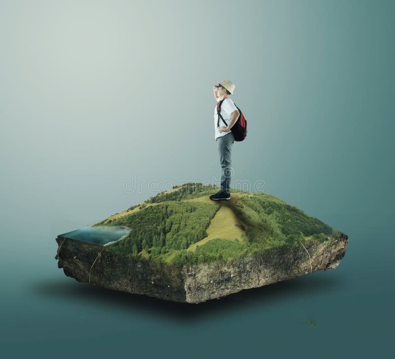 Explore on the land stock photo. Image of backpack, isolated - 140945630