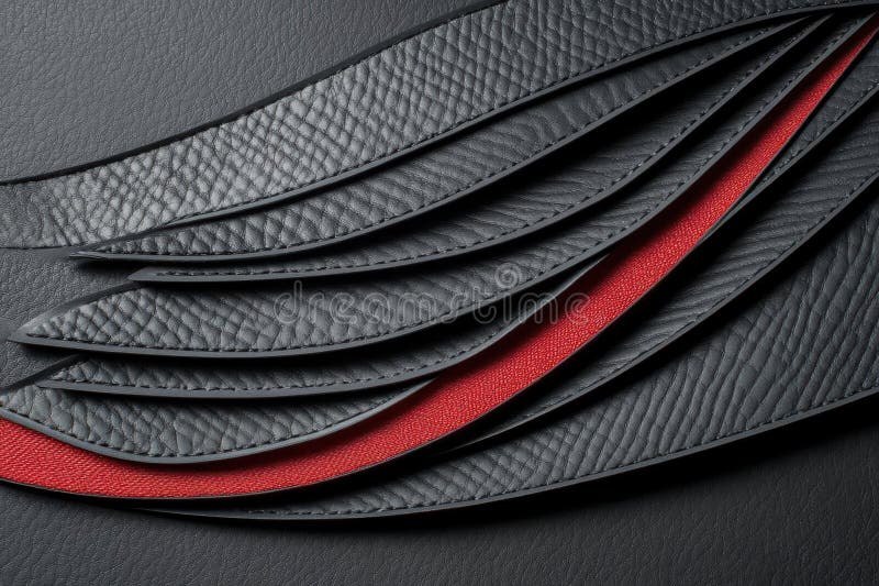 Explore Layers of Black Leather with Subtle Red Accent, Detail Texture ...