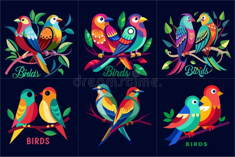 Print Vibrant Bird Duo: Vector Illustration. Stock Vector ...
