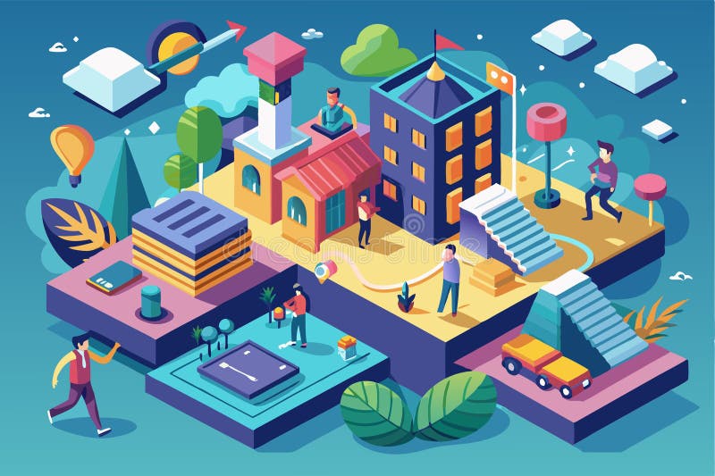 Explore a Lively Urban Landscape Featuring Buildings, Parks, and People ...