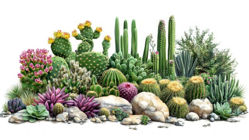 A Vibrant Arrangement of Cacti and Succulents Showcases Their Diverse ...