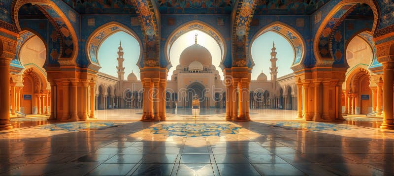 Explore a Magnificent Mosque Interior with Intricate Architecture and a ...