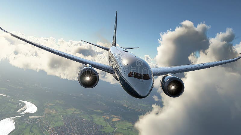 Explore the Majestic Flight of a Commercial Airplane Gliding through a ...