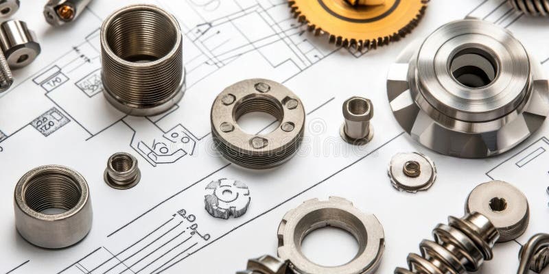 Explore Mechanical Components and Precision Engineering with Detailed Blueprint Stock ...