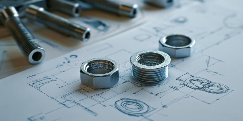 Explore Mechanical Drawing with Fasteners and Engineering Elements ...