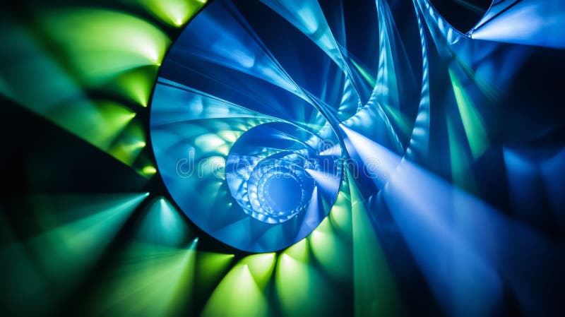 Captivating Deep Blue Light Spirals Creating a Complex Visual Depth ...