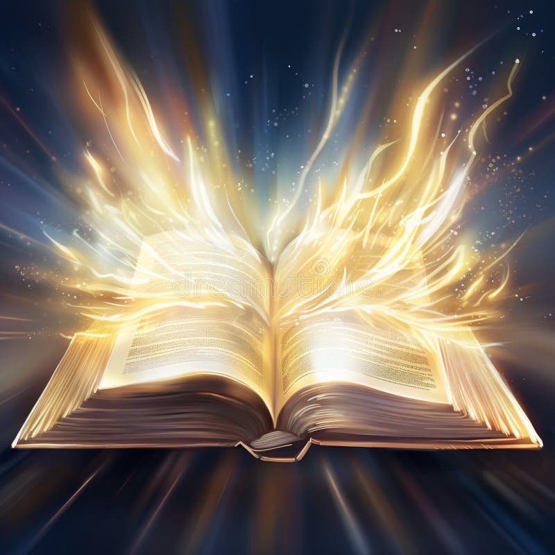 Gospel Glow - Open Bible with Glowing Beam of Light Stock Image - Image ...