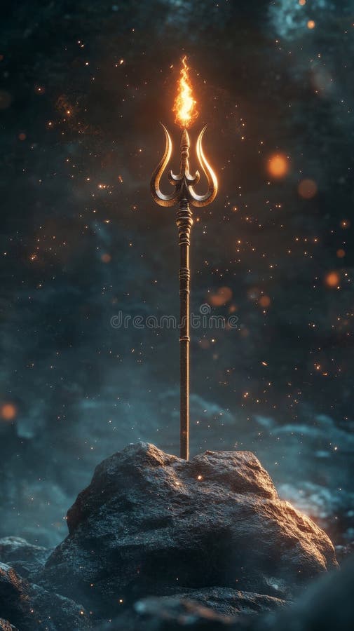 Shiva S Trident on a Rock Enchanted Forest Digital Art Mystical ...