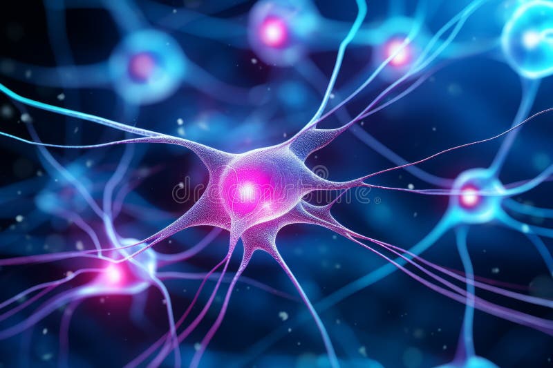 Intricate Dance of Illuminated Neurons, Generative AI Stock ...